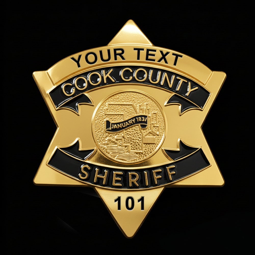 CCSO Cook County Sheriff Star Gold Badge Customizable Number Replica